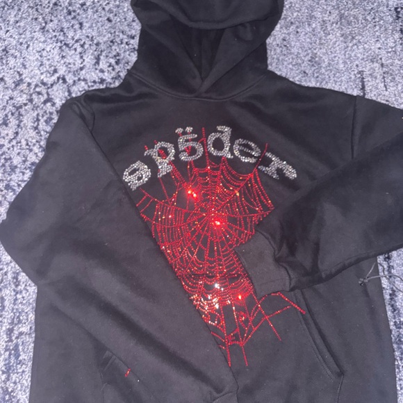 Sp5der | Shirts | Sp5der Og Web V2 Rhinestone Hoodie Large Mens | Poshmark